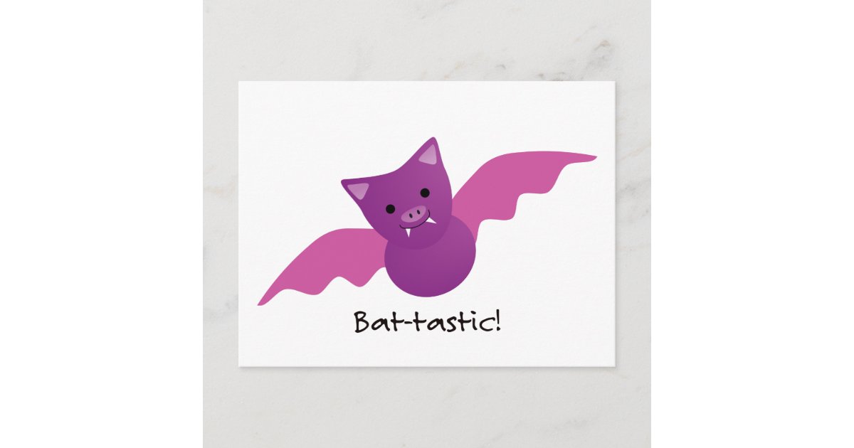Cute Battastic Pink Bat Postcard | Zazzle