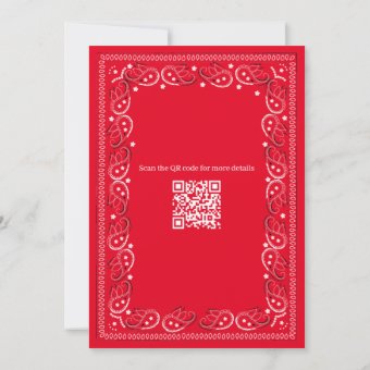 Cute BBQ Red Bandana Cowboy Party QR Code Invitation | Zazzle