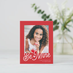 Cute Be Mine Pink Heart Valentine's Day Photo Holiday Card | Zazzle