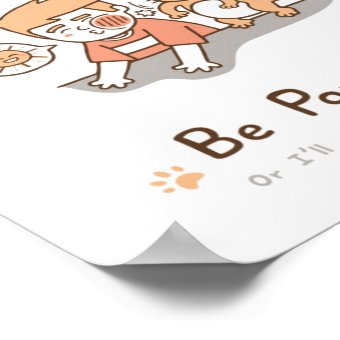 Cute Be Pawsitive Positive Cat Pun Humor Poster | Zazzle