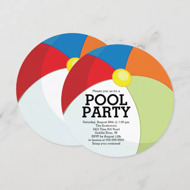 Cute Beach Ball Pool Party Invitation | Zazzle