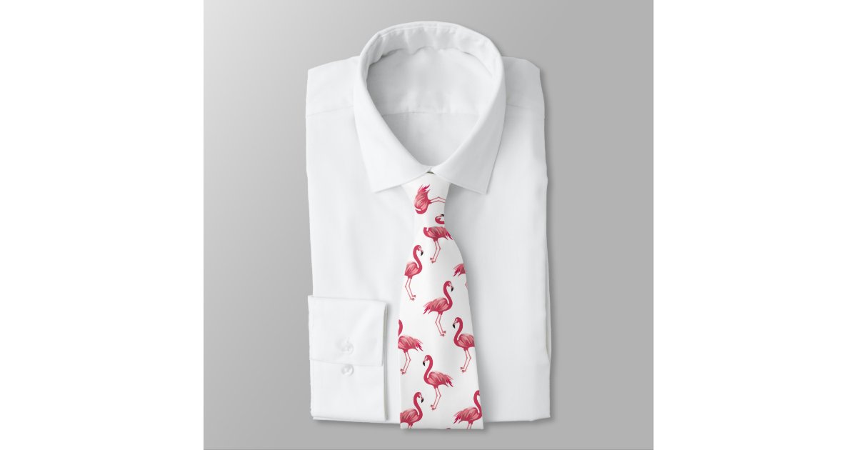 Cute Beach pink flamingo pattern Neck Tie | Zazzle