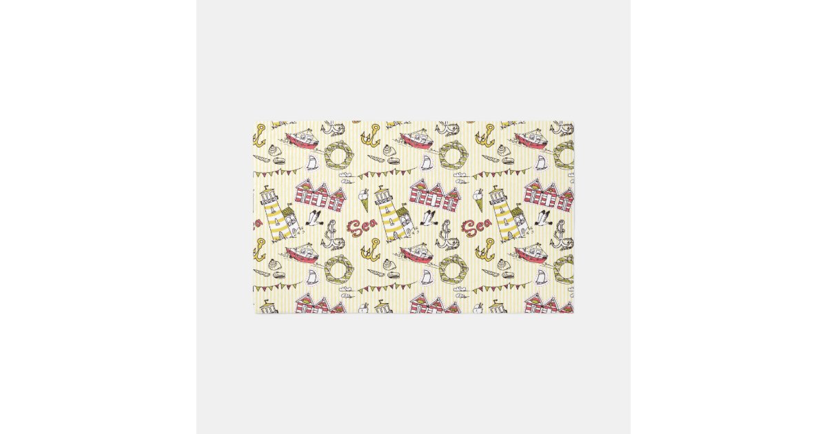 Cute Beach Scene Pattern Rug | Zazzle