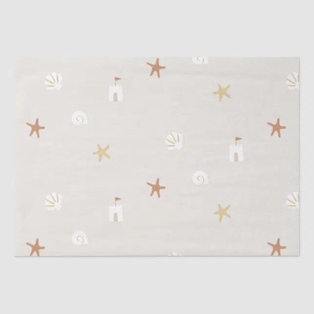 Cute Beach Seashell Sandcastle Starfish Tissue Paper | Zazzle