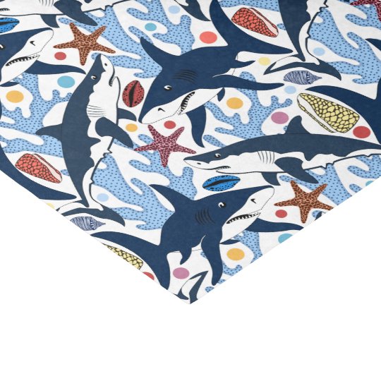 Cute beach shark pattern party tissue tissue paper | Zazzle.com