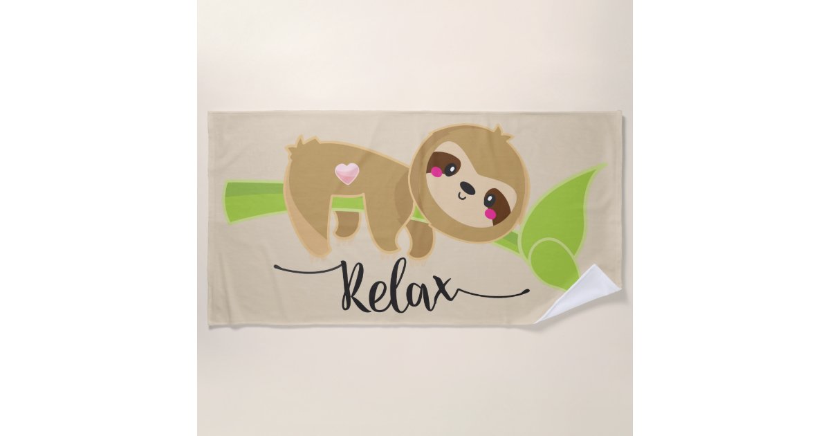 Cute Beach sloth relaxing Beach towel | Zazzle