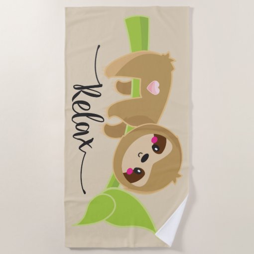 Cute Beach sloth relaxing Beach towel | Zazzle