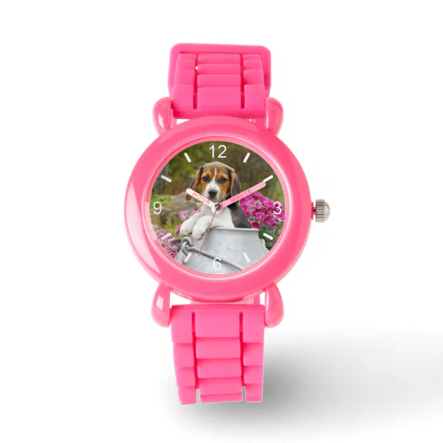 Cute Beagle Dog Puppy Churn Strapwatch dial-plate Watch | Zazzle