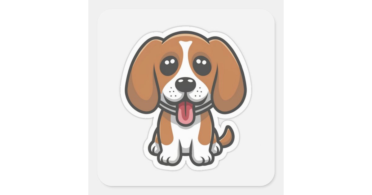 Cute beagle dog square sticker | Zazzle