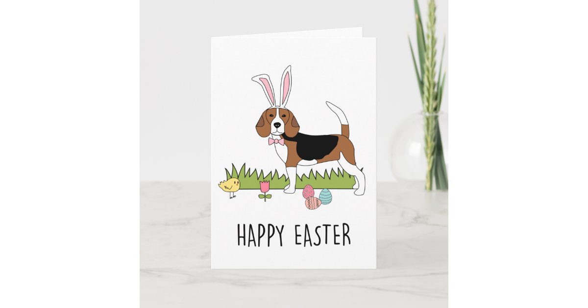 Cute Beagle Easter Bunny Card | Zazzle