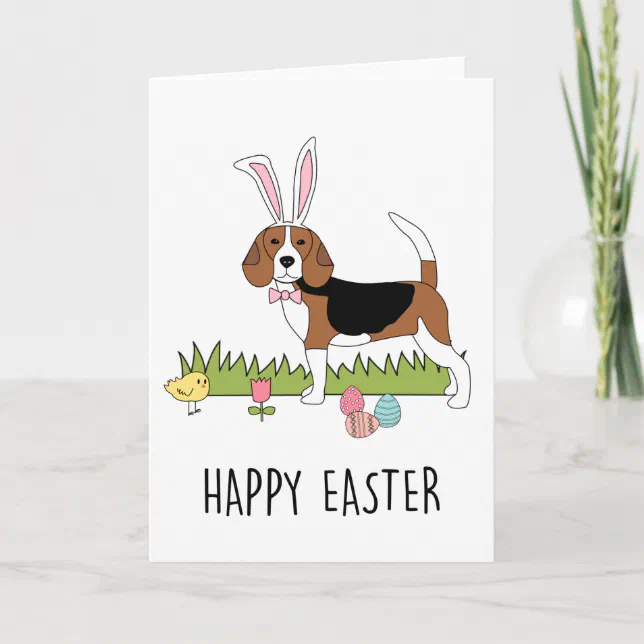 Cute Beagle Easter Bunny Card | Zazzle