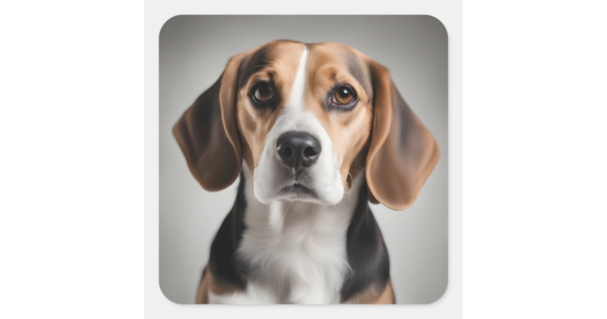 Cute Beagle Square Sticker | Zazzle