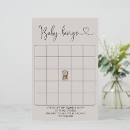Cute Bear Baby Shower Bingo Game | Zazzle