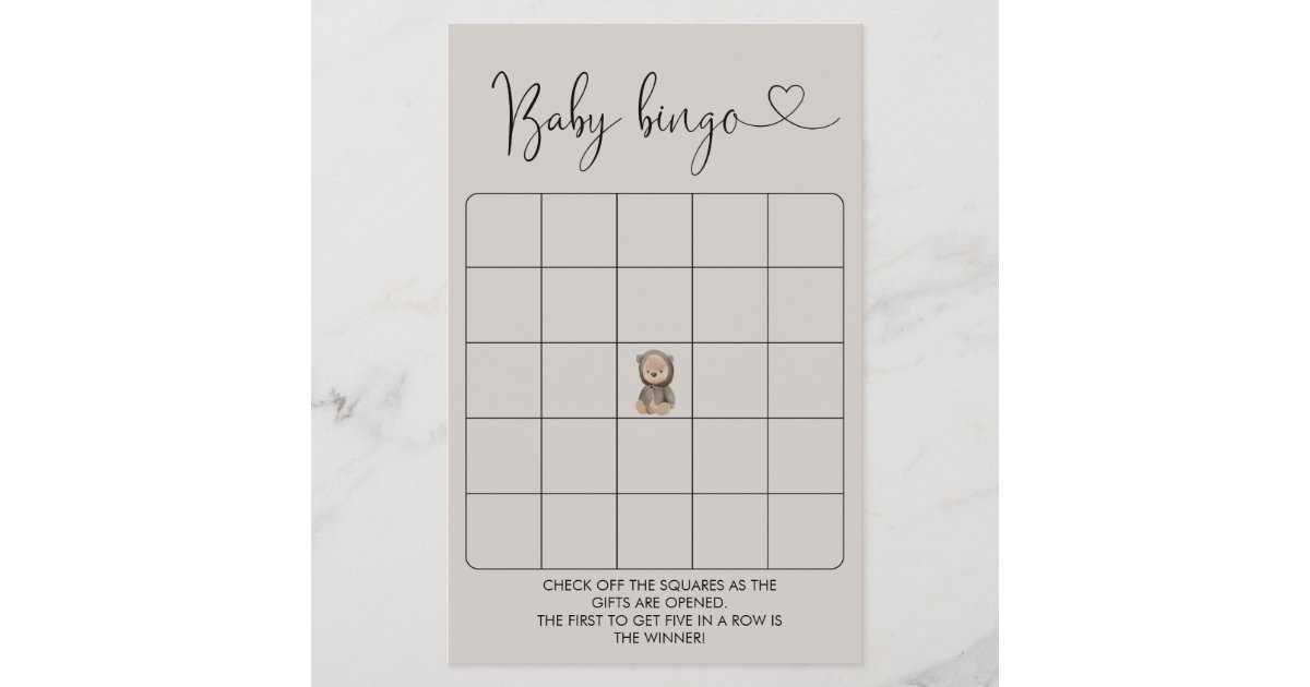 Cute Bear Baby Shower Bingo Game | Zazzle