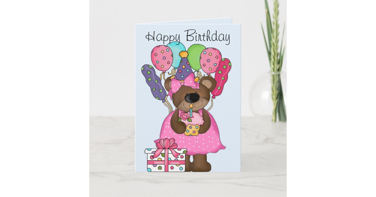 Cute Bear Birthday Card | Zazzle