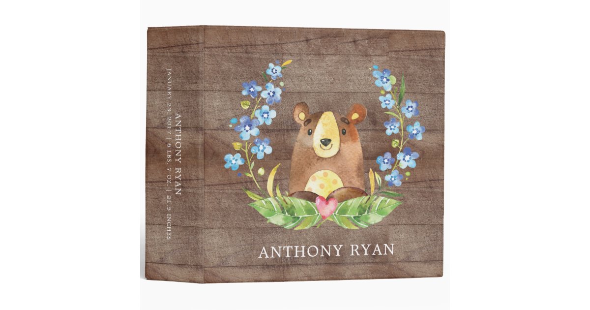 Cute Bear Boys Baby Photo Album 3 Ring Binder | Zazzle
