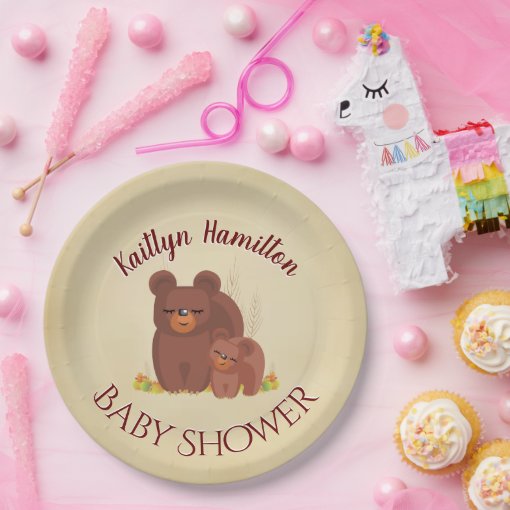 Cute Bear Cub Baby Shower Paper Plate | Zazzle