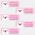 Cute bear cub custom name phone number property labels | Zazzle