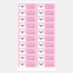 Cute bear cub custom name phone number property labels | Zazzle