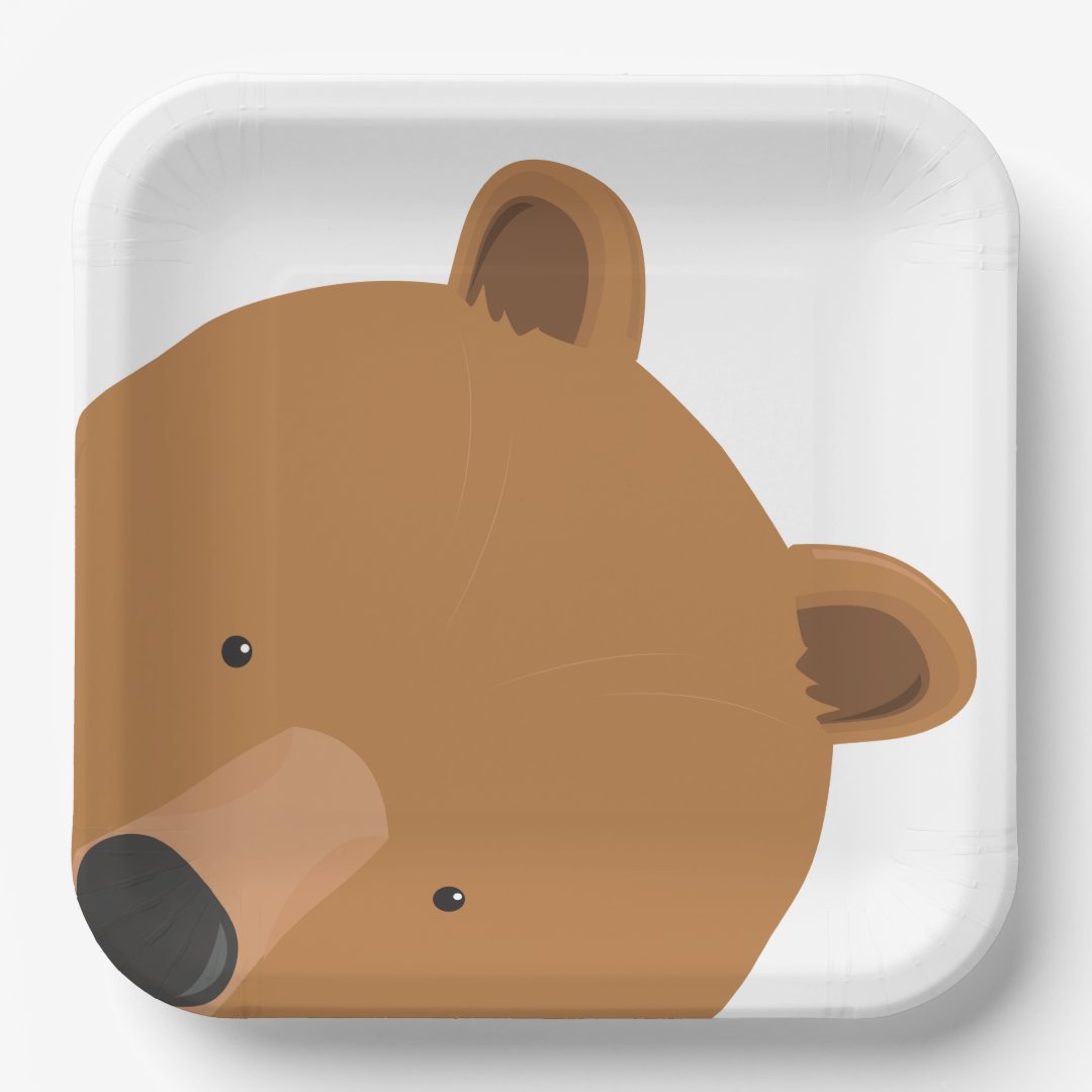 Cute Bear Face Animal Paper Plates | Zazzle