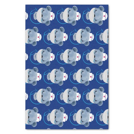 Cute Bear Nurse Wearing a Medical Mask Tissue Paper | Zazzle