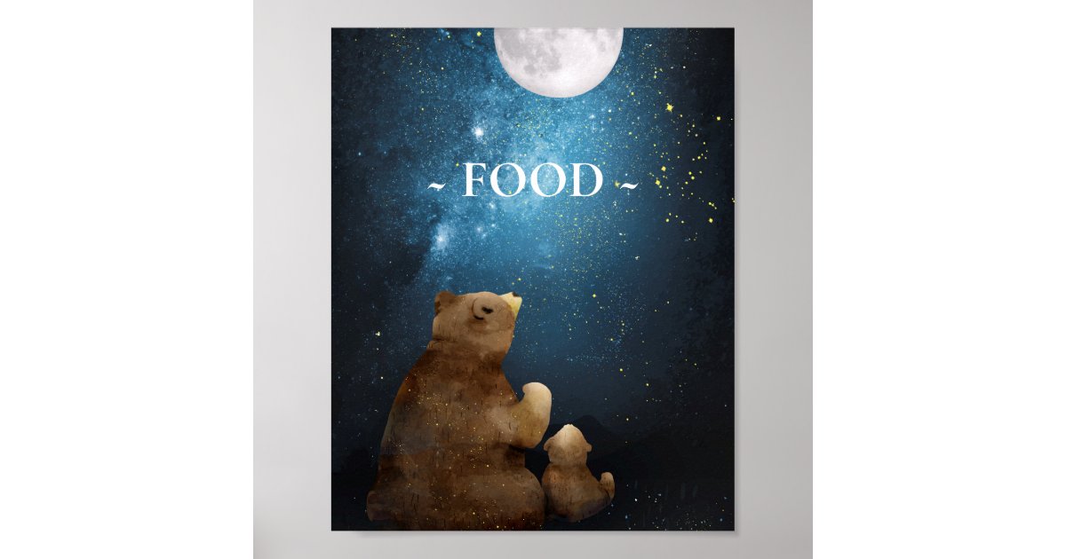 Cute Bear Over The Moon Food Poster | Zazzle
