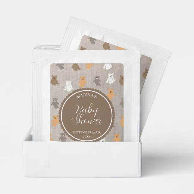 Cute Bear Pattern Baby Shower Tea Bag Drink Mix | Zazzle