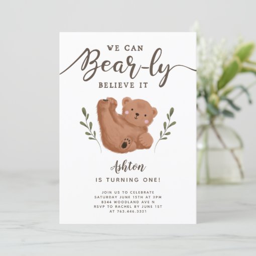 Cute Bear Theme Boy's Birthday Party Invitation | Zazzle