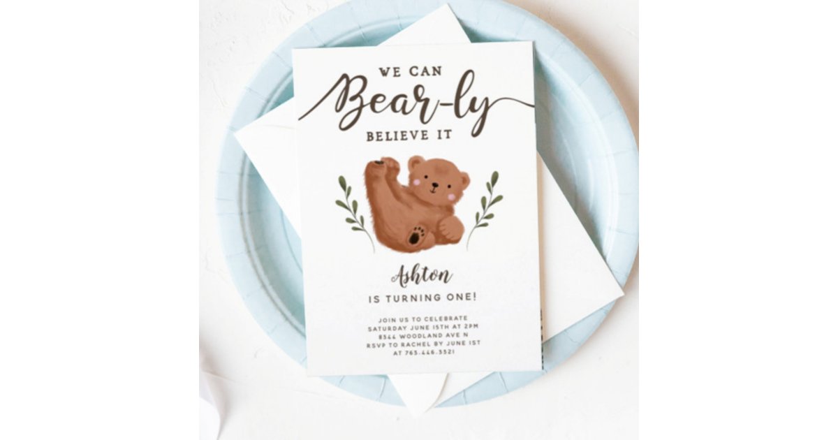 Cute Bear Theme Boy's Birthday Party Invitation | Zazzle
