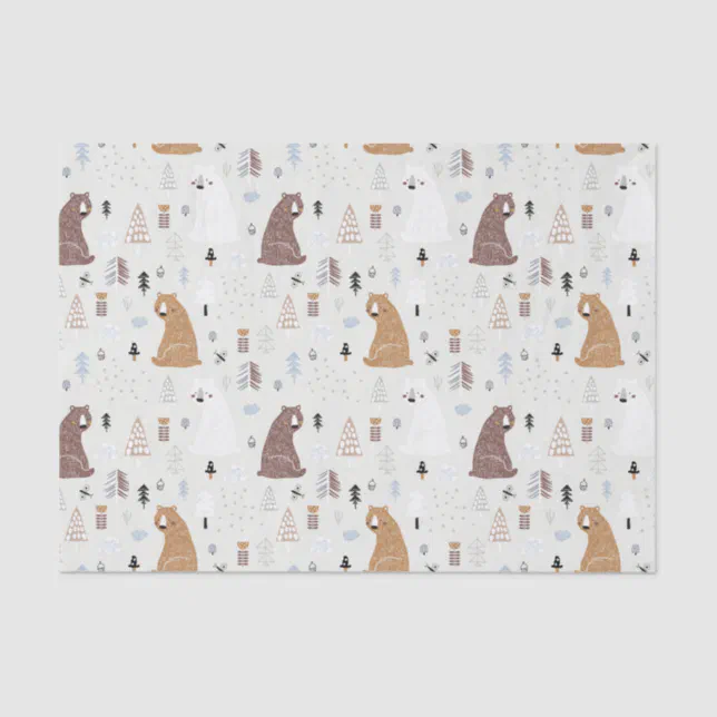 Cute Bears in the Woods Pattern Tissue Paper | Zazzle