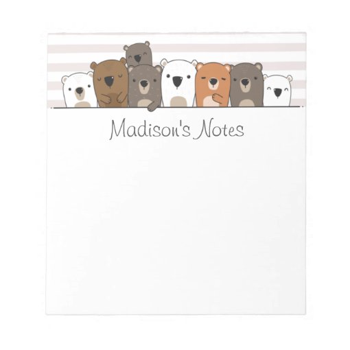 Cute Bears Personalized Notepad | Zazzle