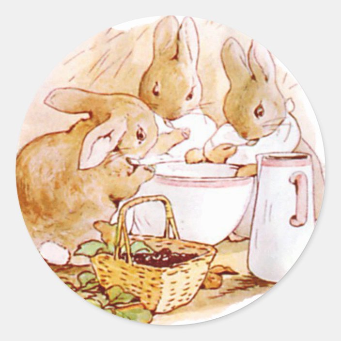 Cute, Beatrix Potter Bunnies, Custom Classic Round Sticker | Zazzle.com