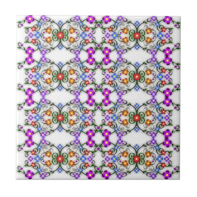 Cute Beautiful Colorful Spring Flowers - Vintage Ceramic Tile | Zazzle