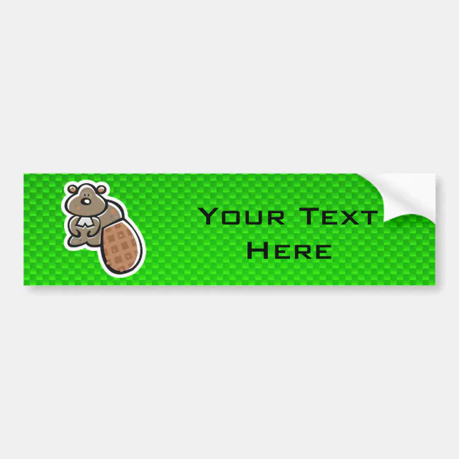 Cute Beaver; Green Bumper Sticker | Zazzle