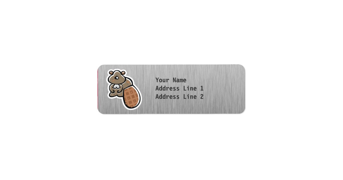 Cute Beaver; Metal-look Label | Zazzle