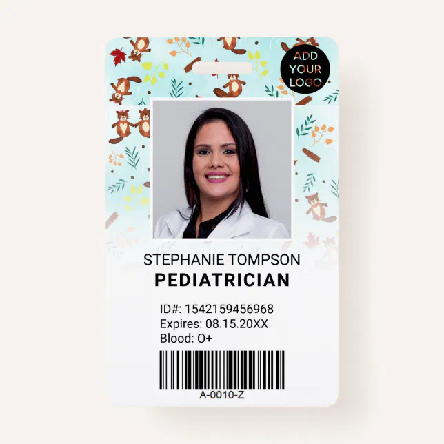 Cute beavers pediatrician photo logo code badge | Zazzle