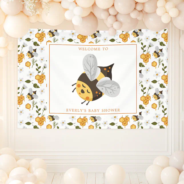 Cute Bee Bumblebee Baby Shower Banner | Zazzle