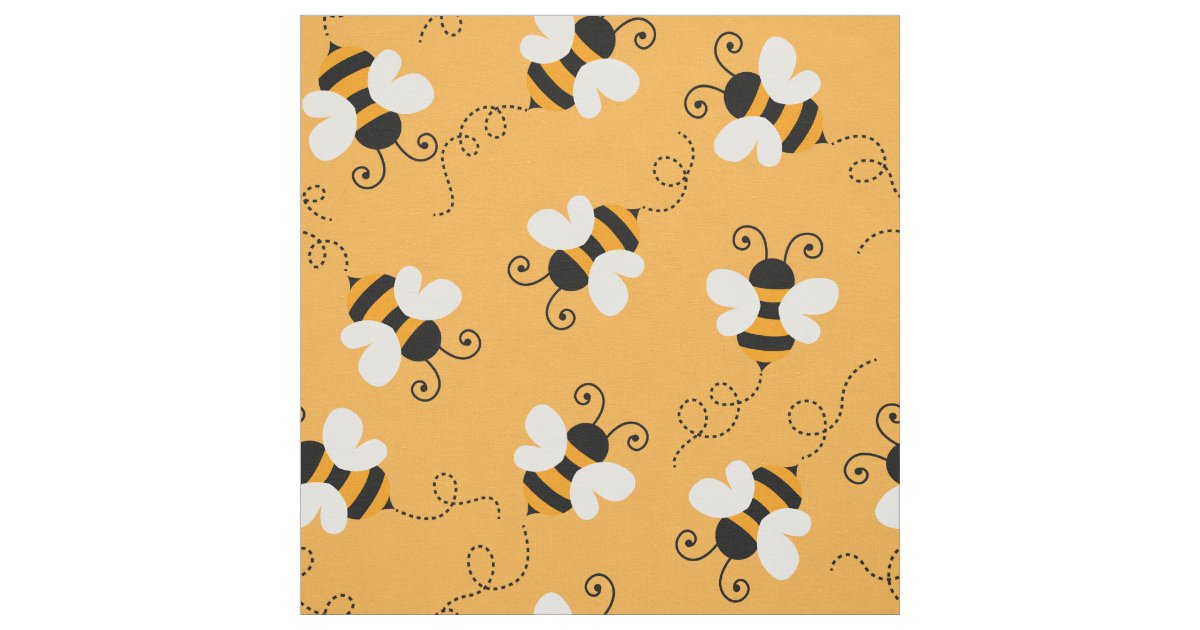 Cute bee / bumblebee pattern fabric. fabric | Zazzle