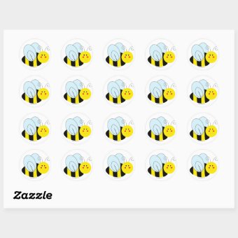 Cute Bee Classic Round Sticker | Zazzle
