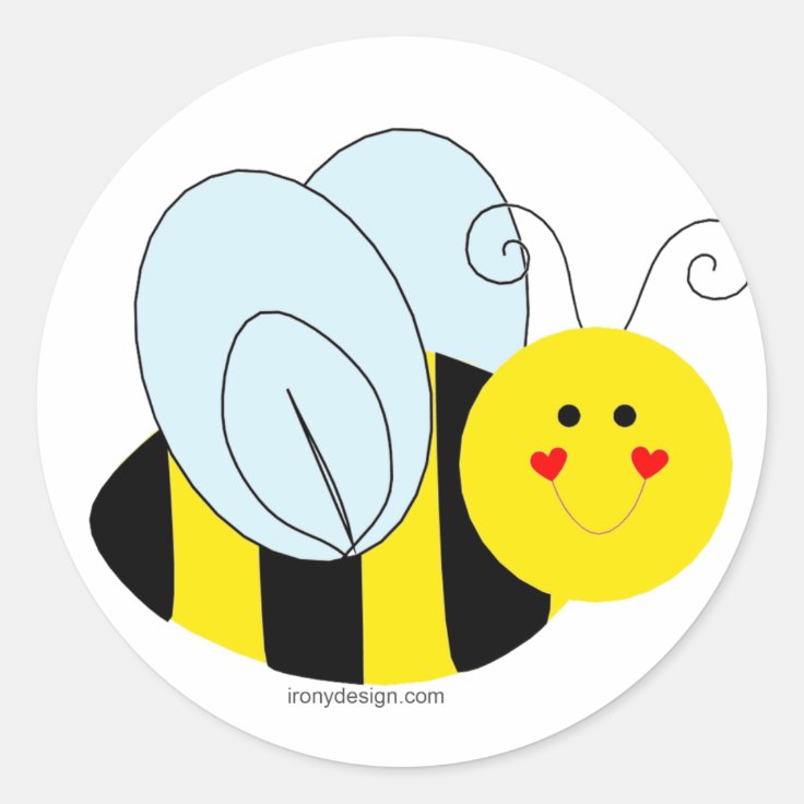 Cute Bee Classic Round Sticker | Zazzle