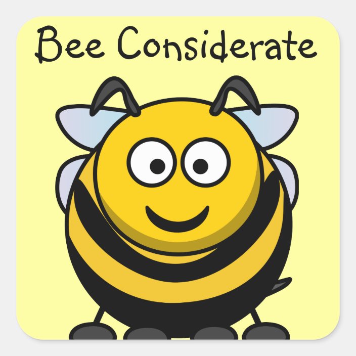 Cute Bee Considerate Yellow Book Name Plate Square Sticker | Zazzle.com