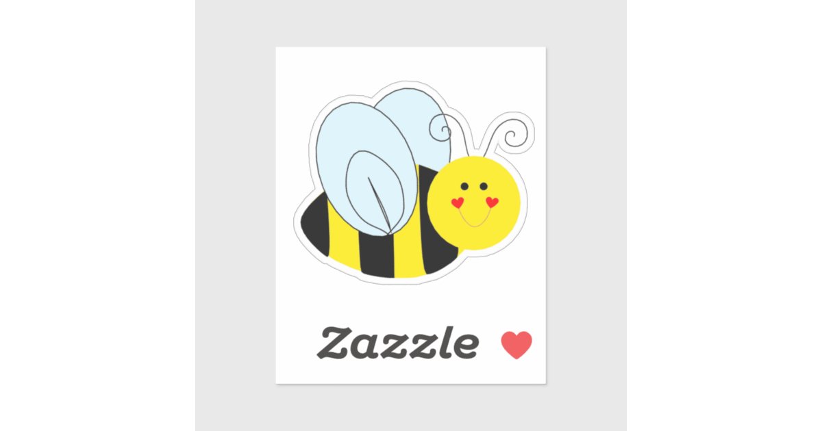 Cute Bee Contour Cut Sticker | Zazzle