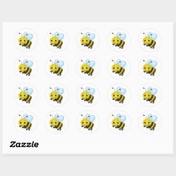 Cute bee design classic round sticker | Zazzle