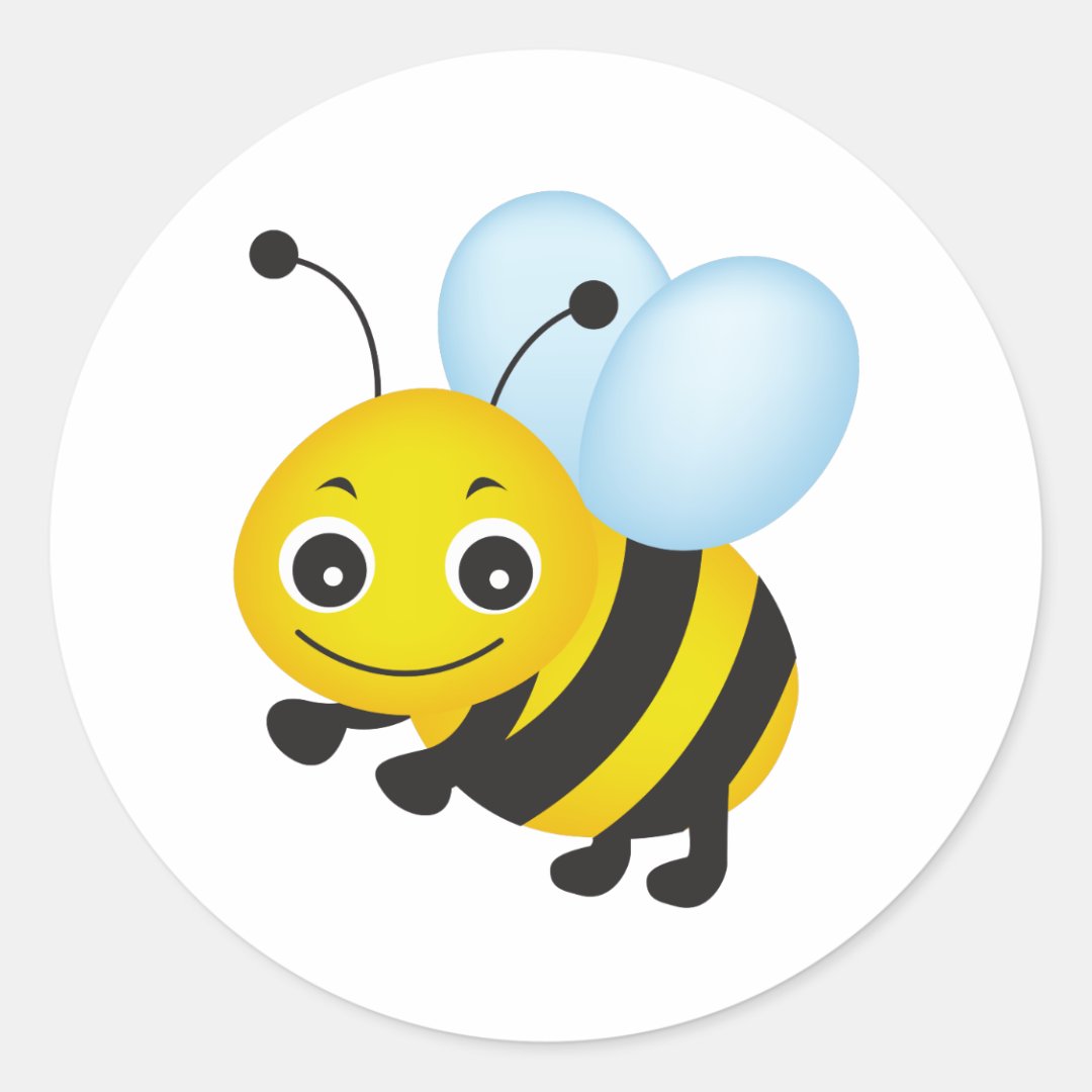 Cute bee design classic round sticker | Zazzle