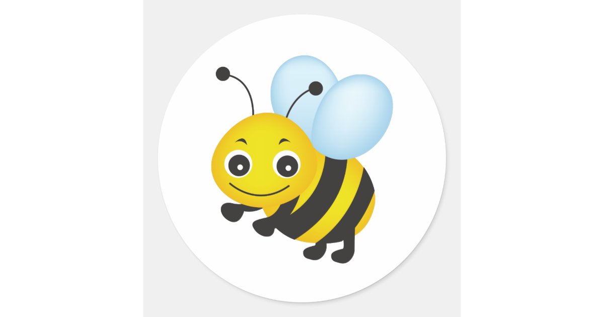 Cute bee design classic round sticker | Zazzle