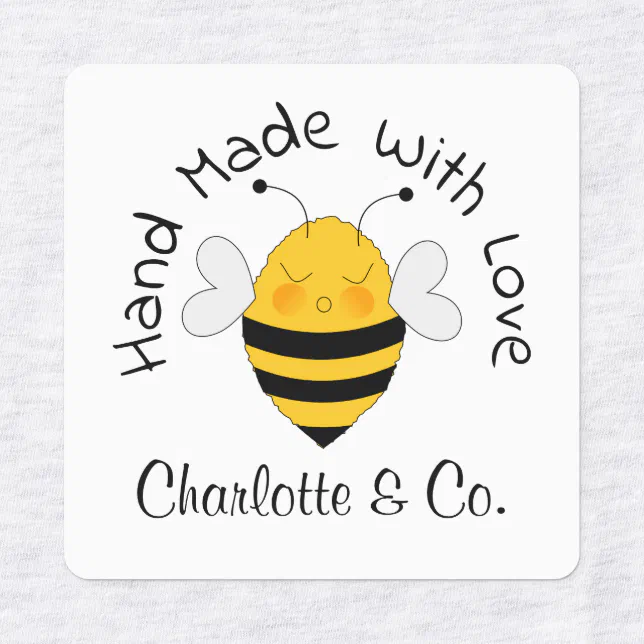 Cute Bee Handmade With Love Product Personalized Labels | Zazzle