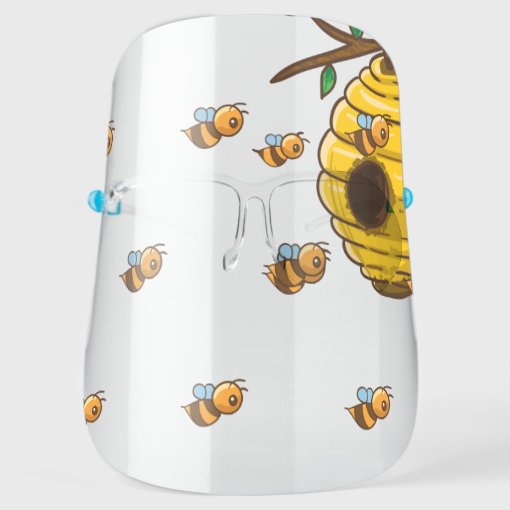 Cute Bee Hive Pattern w Honey Bumble Bees Face Shield | Zazzle