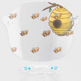Cute Bee Hive Pattern w Honey Bumble Bees Face Shield | Zazzle