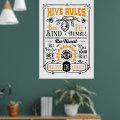 cute bee hive rules word art poster | Zazzle