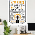 cute bee hive rules word art poster | Zazzle